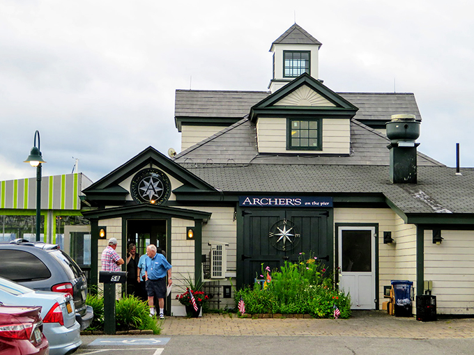 A nautical dream come true: Archer's on the Pier welcomes visitors with classic New England charm, complete with a compass rose that points straight to deliciousness. Photo credit: Big Daddy Dave