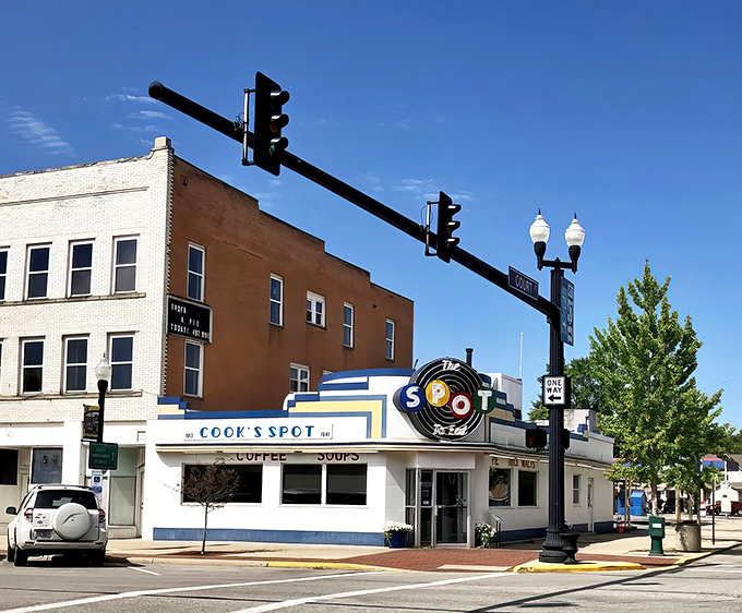 A slice of Americana, served with a side of nostalgia! The Spot's retro facade is like a beacon for burger lovers and time travelers alike.