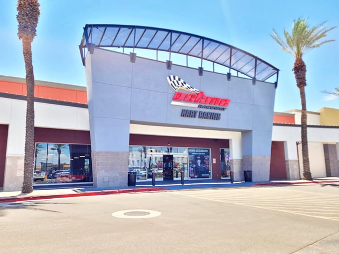 Welcome to speed paradise! Octane Raceway's sleek exterior promises an adrenaline rush that'll make your heart race faster than a caffeinated cheetah.