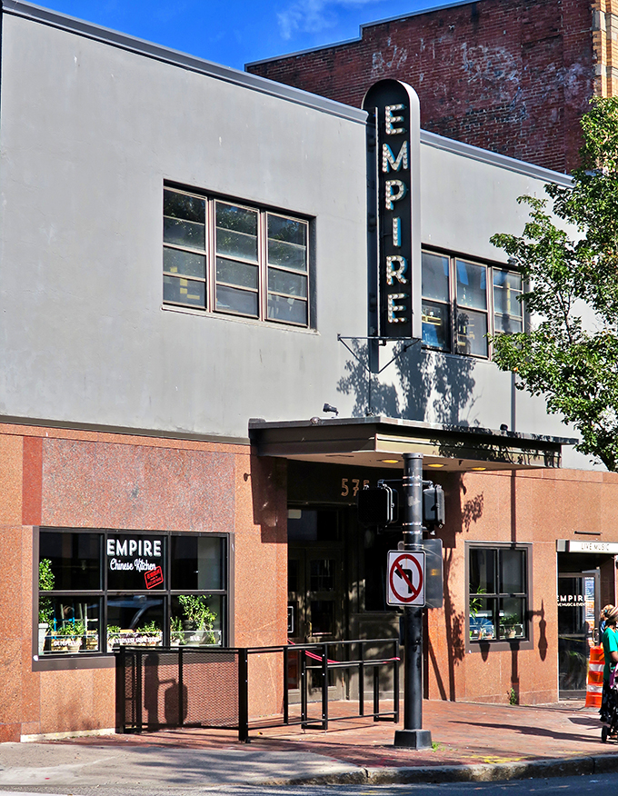 Empire state of mind! This Portland gem's exterior promises a culinary adventure that'll have you singing praises louder than a Broadway musical.