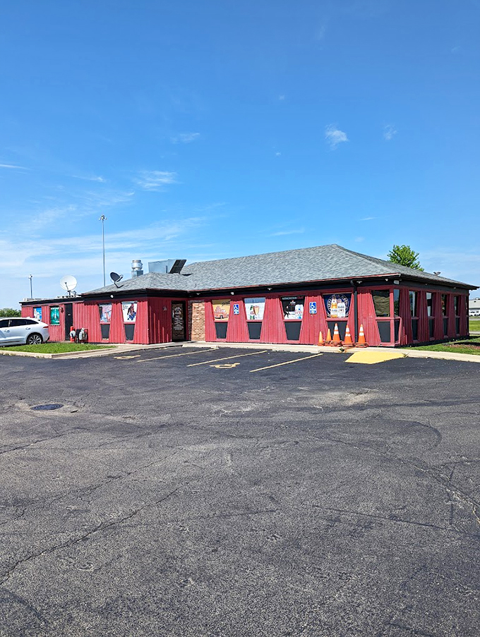 Like a beacon of barbecue bliss, Big Ed's red exterior promises smoky delights within. No fancy frills needed when the food's this good.