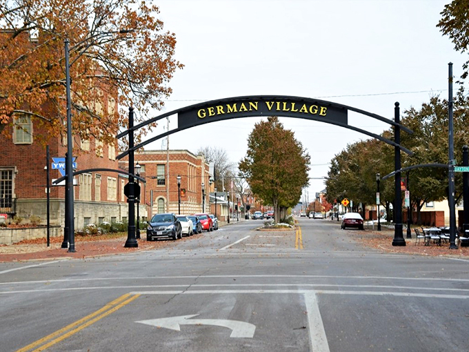 Welcome to German Village, where Old World charm meets Midwest hospitality! This archway is like a time portal to a quaint Bavarian town, minus the jetlag.