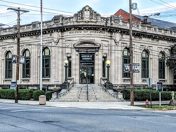 Step into a world where pottery reigns supreme! This grand building houses more ceramic treasures than your grandma's china cabinet on steroids.
