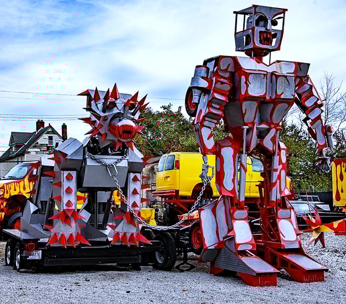 "Honey, I think our new neighbors might be a little... different." This metallic duo brings a whole new meaning to the phrase "man's best friend."