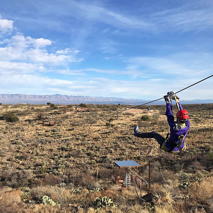 Soaring over saguaros! This zipline adventure lets you channel your inner superhero, minus the spandex and cape-induced wedgies. Photo credit: Arizona Zipline Adventures