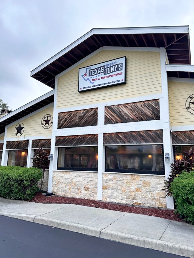 Welcome to barbecue paradise! Texas Tony's exterior promises a smoky adventure that'll make your taste buds two-step with joy.
