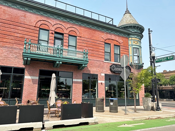 A brick-and-mortar time machine: The Great Commoner's fa&ccedil;ade whispers tales of yesteryear while promising modern culinary delights inside.