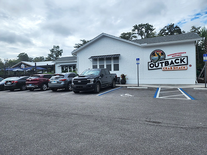 Welcome to seafood paradise! The Outback Crab Shack's unassuming exterior belies the culinary treasures within. It's like finding a pearl in an oyster – unexpected and delightful. Photo credit: Kathleen Boucher