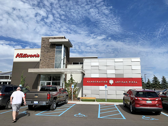 Welcome to pizza paradise! Klavon's exterior is as inviting as the aroma of freshly baked dough wafting through the air.