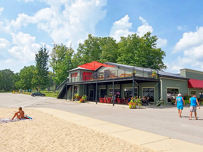A lakeside gem with a modern twist - this two-story restaurant combines casual beach vibes with upscale dining, complete with a breezy rooftop deck.