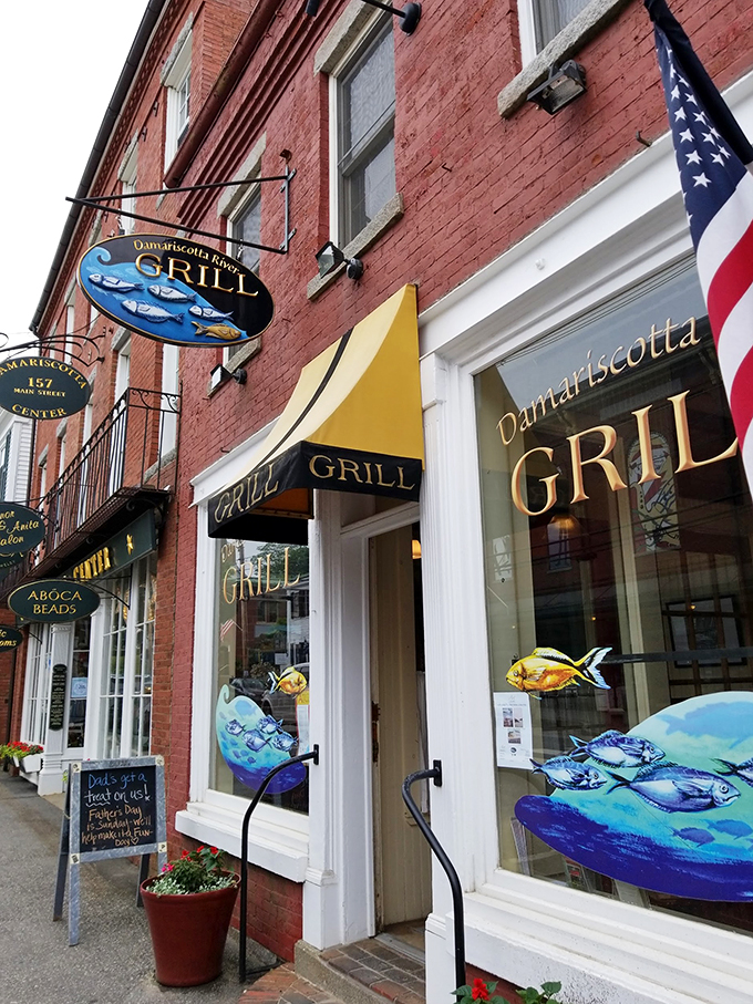 A seafood lover's siren call! This charming red brick facade houses treasures from the deep, with a side of small-town charm.