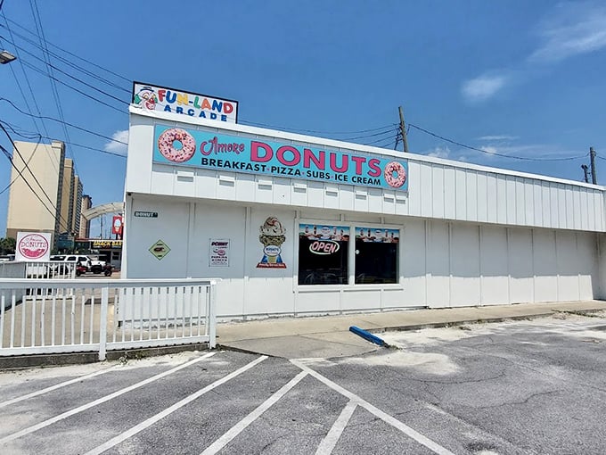 Welcome to donut paradise! A'More Donuts stands like a beacon of deliciousness, promising a whirlwind tour of comfort food favorites.