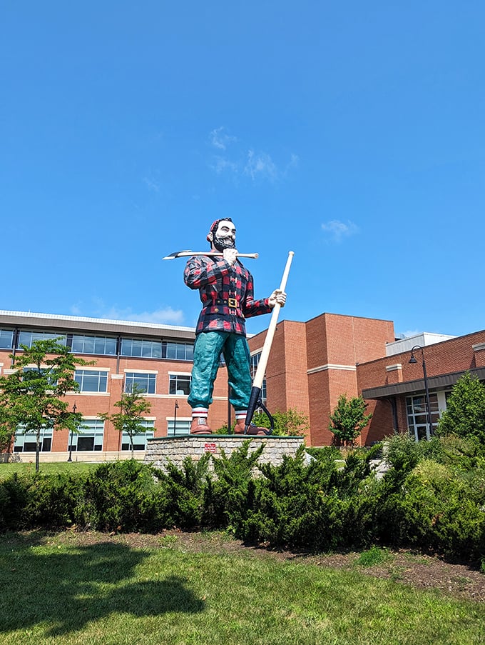 "Timber!" Oh wait, that's not a tree &ndash; it's Paul Bunyan himself, standing tall against Bangor's skyline. This lumberjack's so big, he makes skyscrapers look like toothpicks!
