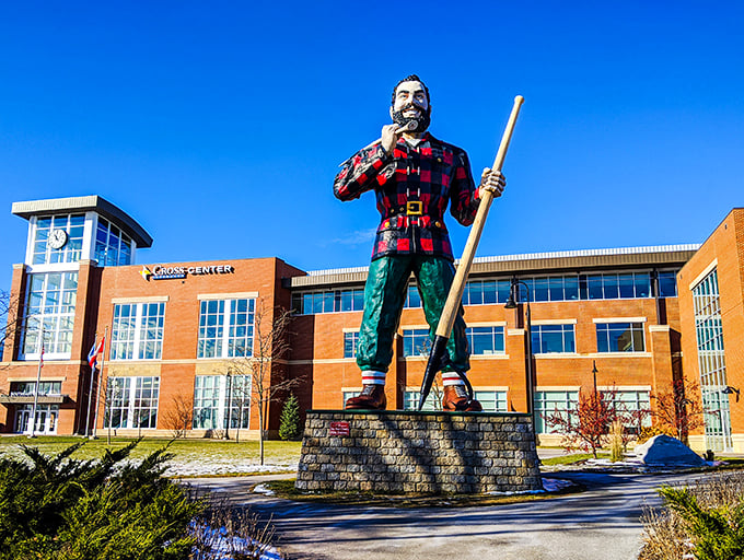 "Timber!" Oh wait, that's not a tree &ndash; it's Paul Bunyan himself, standing tall against Bangor's skyline. This lumberjack's so big, he makes skyscrapers look like toothpicks!