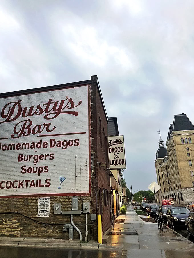 Dusty's Bar: Where neon dreams and brick-wall stories collide! This Minneapolis gem serves up history with a side of homemade dagos.