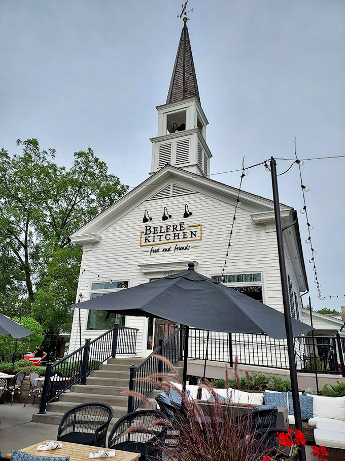 From hymns to yums: Belfrē's outdoor seating lets you worship at the altar of al fresco dining.