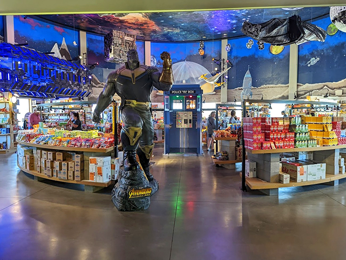 Avengers, assemble... your shopping carts! Looks like even superheroes can't resist the call of candy. Thor's probably eyeing the Pop Rocks.