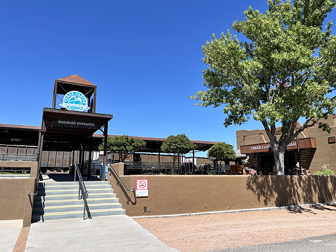 Welcome to train heaven! This depot looks like it was plucked straight out of a Western movie, complete with that perfect Arizona sky.