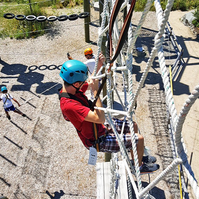 Part jungle gym, part obstacle course, all fun. This aerial labyrinth is where weekend warriors come to conquer their fear of heights... and occasionally their fear of looking silly.
