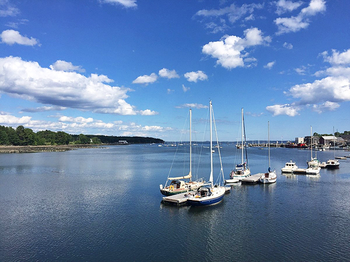 Belfast's working harbor shows its practical side, where sturdy vessels await their next adventure on Penobscot Bay's pristine waters. Photo credit: @chichiSouthCarolina