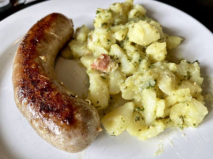 Dynamic duo alert! This bratwurst and potato salad combo is a match made in culinary heaven.