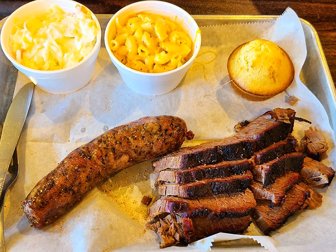 When brisket and hot links share a plate, it's like a meat lover's version of perfect harmony.