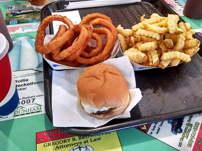 A feast fit for a king, served on a humble tray - complete with onion rings that could double as golden bracelets.