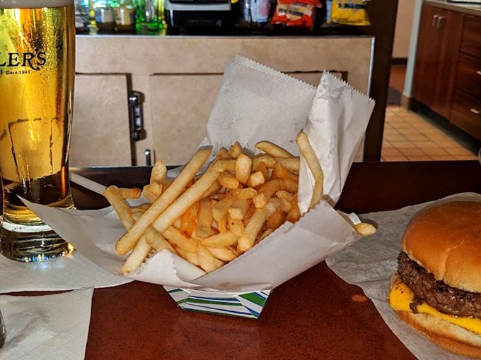 Simple perfection: A burger that doesn't need fancy toppings to make its point, paired with fries that could win awards.