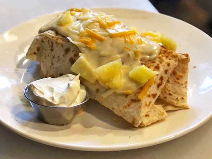 When Mexican meets Maine - a burrito so generously stuffed, it's practically doing its own barn raising.