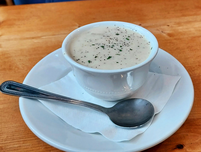 A velvety bowl of clam chowder that's thick enough to warm your soul on even the chilliest Maine day. Photo credit: Rocky Mueller