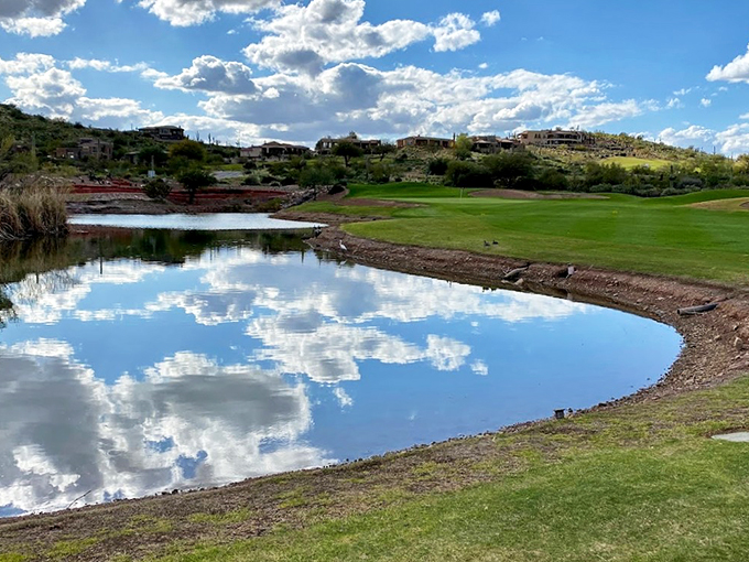 Mirror, mirror on the pond, who's the fairest golf course of them all? Reflections create a double dose of Arizona beauty.