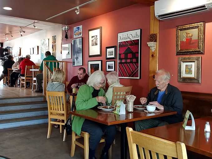 Where strangers become friends over steaming mugs and hearty plates. It's not just a meal; it's a Norman Rockwell painting come to life.
