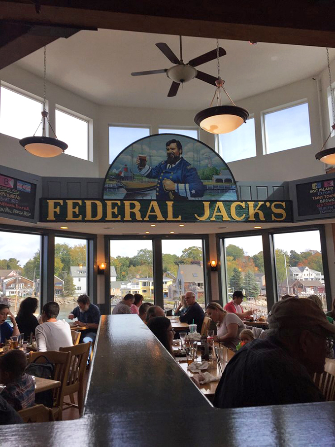 A room with a view… and a brew. Federal Jack's dining area is where memories are made, one bite (and sip) at a time.