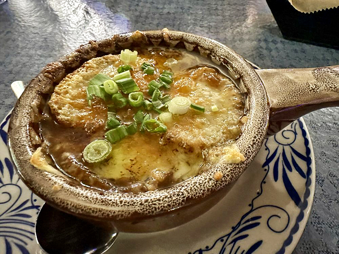 Cheese pull for the soul! This French onion soup is so good, it might make you forget about your diet... and possibly your name. 