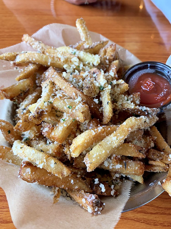 Parmesan-dusted fries that are so addictive, you'll want to order a second batch for the ride home.