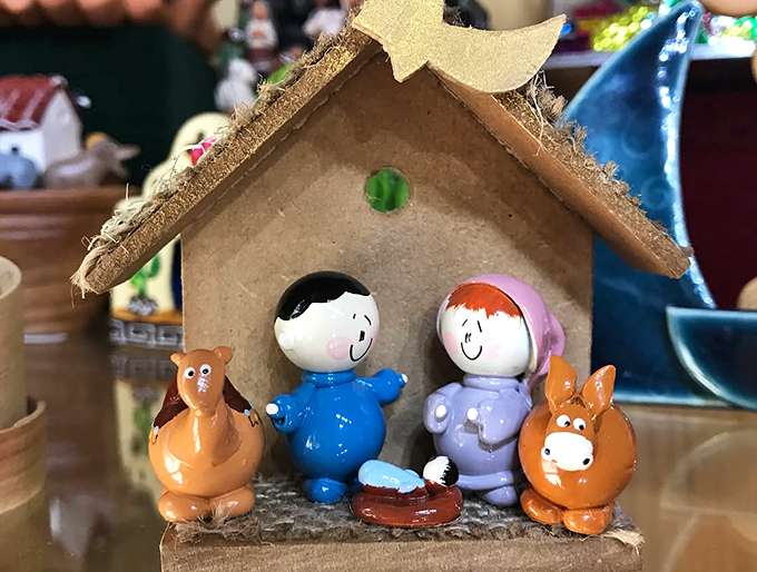 Mary and Joseph would feel right at home in this adorable Southwestern nativity. Baby Jesus has never looked cozier in his adobe manger. 