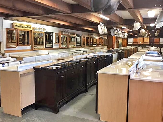 Sink or swim? At M Schettl Sales, you can do both! This array of sinks proves that even plumbing can be a work of art.