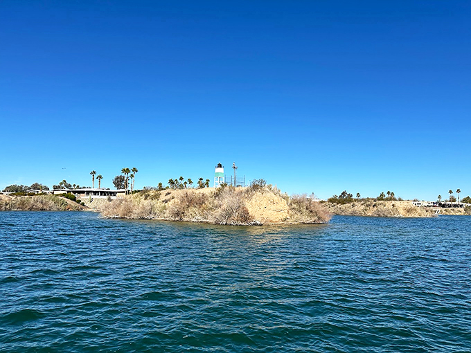 Standing tall and proud, this lighthouse seems to say, 'Yes, I know I'm in the desert. No, I don't care!' 