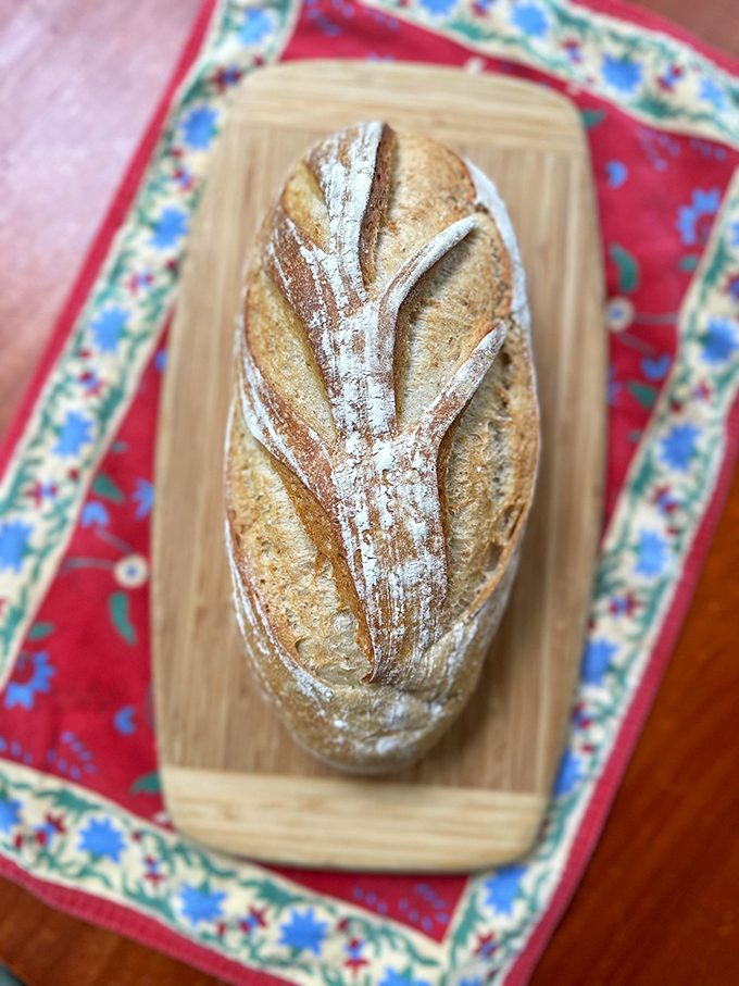 Behold, the staff of life! This artisanal loaf looks so good, you might be tempted to use it as a pillow. Sweet dreams are made of these.