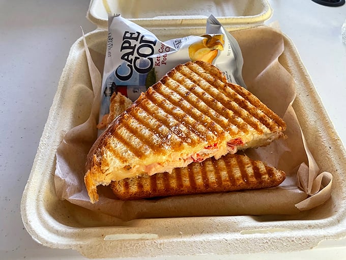 The grilled cheese grows up: golden-brown bread hugging warm lobster meat and melted cheese in perfect harmony.