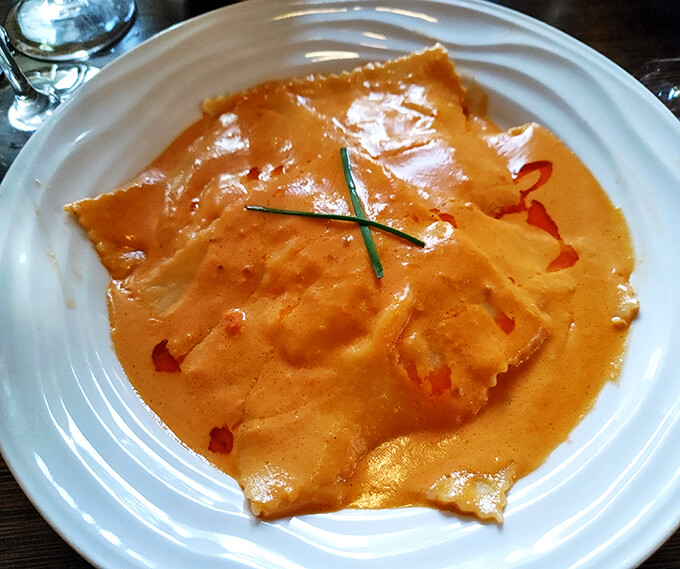 Another angle on pasta perfection. These lobster ravioli are so photogenic, they're probably influencers in the pasta world.
