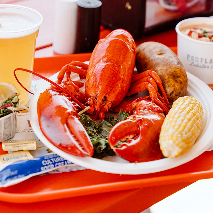 The star of the show in all its red-shelled glory, served with summer corn and the promise of buttery bliss.