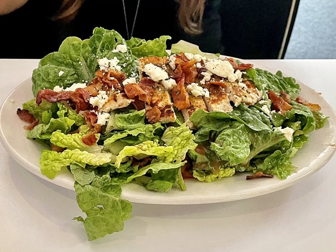 Mediterranean Salad with Chicken and Bacon] Who says salads are boring? This vibrant medley proves that healthy can be hearty and downright delicious.