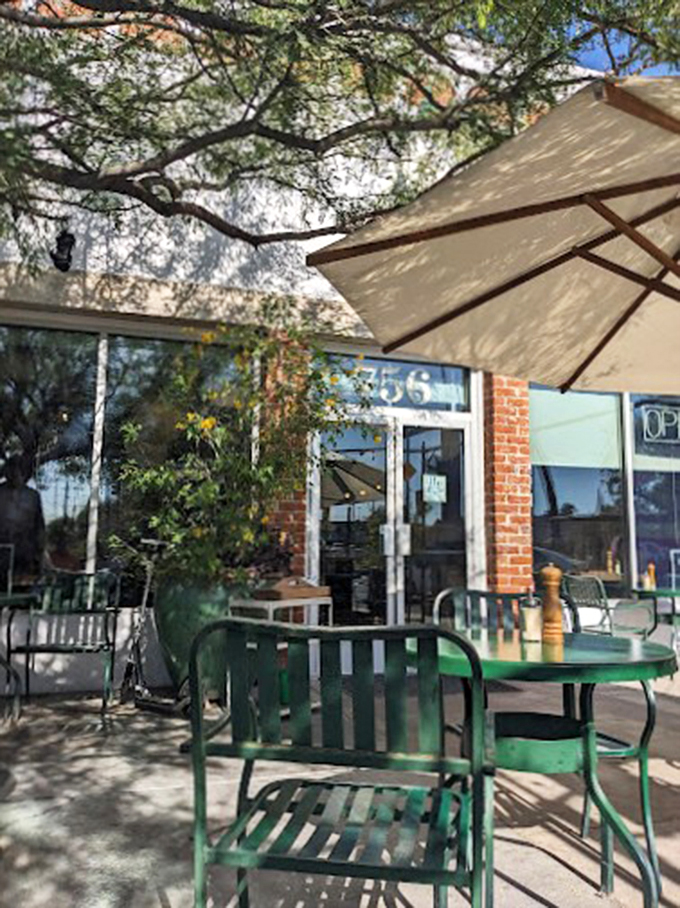 Desert sunshine meets urban charm at these alfresco tables, perfect for lazy weekend brunches.