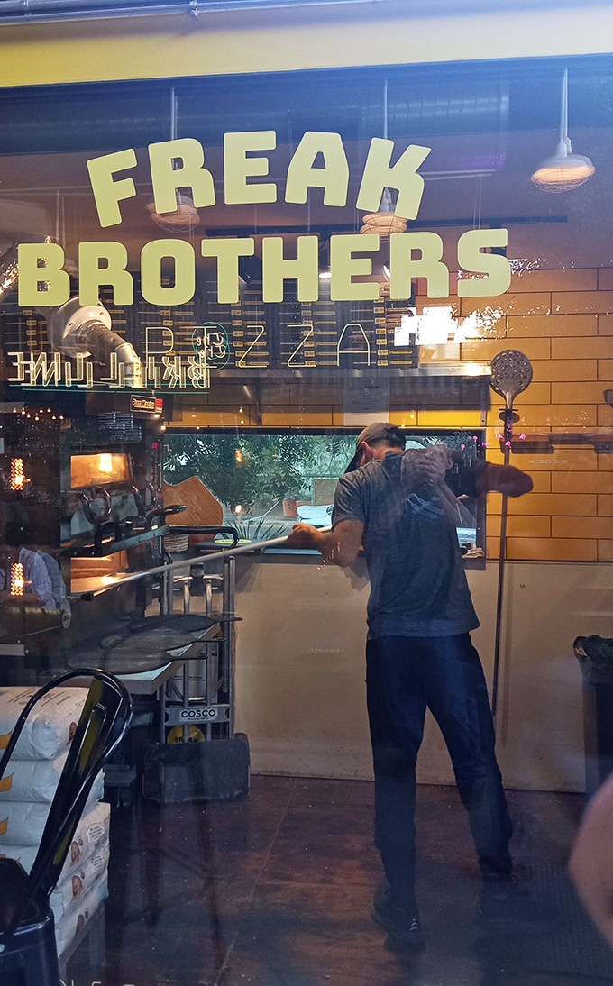 Freak Brothers Pizza brings artisanal slices to the shipping container scene, proving good things come in industrial packages.