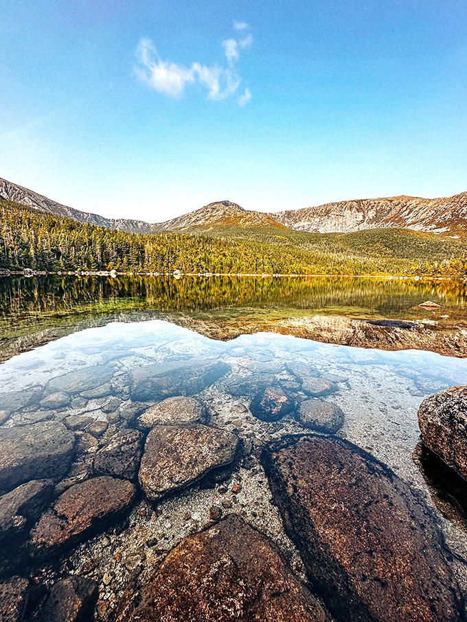 Where the sky meets water in a perfect mirror image, creating the kind of symmetry that would make a mathematician swoon.