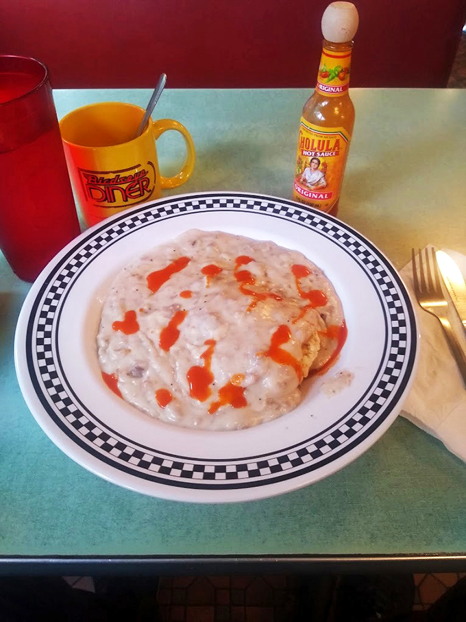 Biscuits and gravy: the comfort food equivalent of a warm hug. It's like grandma's cooking, but with more neon lights.