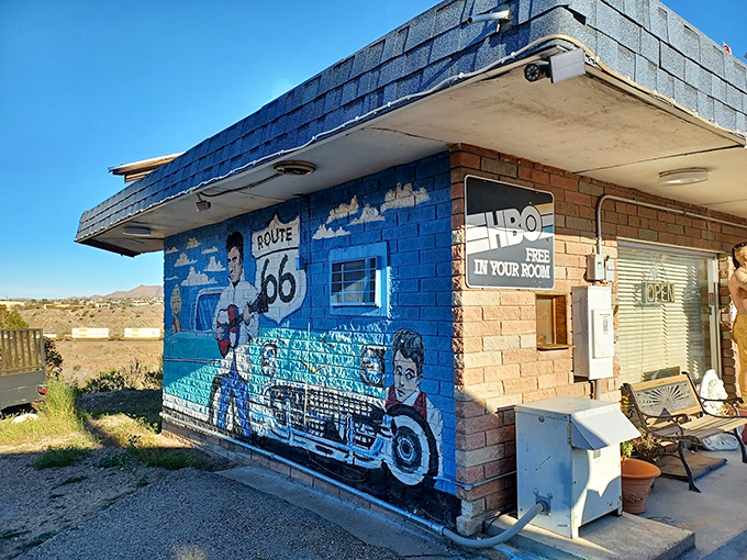 Route 66 isn't just a road, it's a state of mind. This mural captures the freedom and adventure of the open highway. 