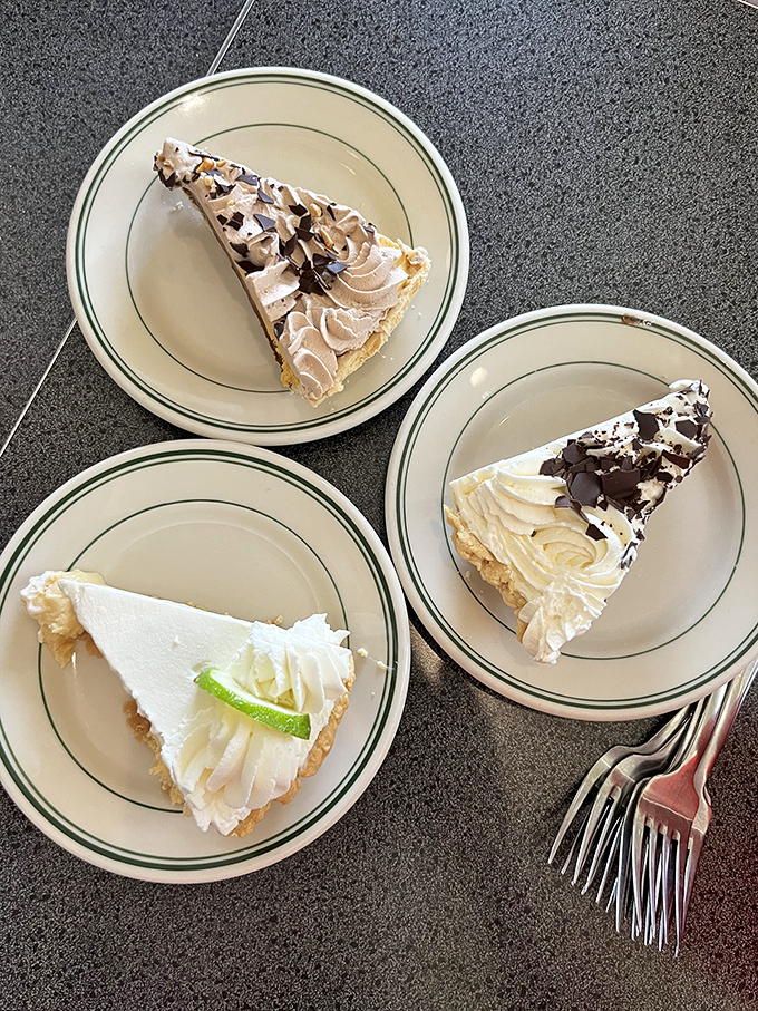 The holy trinity of pie! This trio isn't just dessert; it's a flavor adventure that'll have you playing eeny, meeny, miny, moe with your fork.