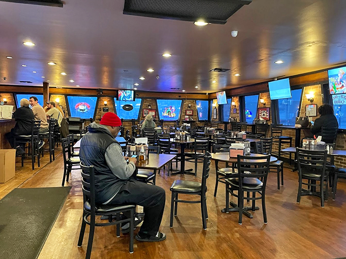 Multiple TVs, comfortable seating, and enough space to handle a hungry crowd during game day.